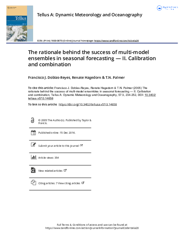 (PDF) The rationale behind the success of multi-model ensembles in seasonal forecasting - II ...