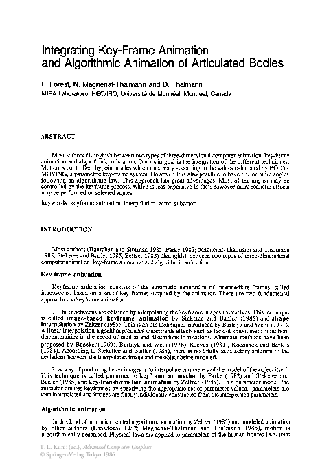 Integrating Key-Frame Animation and Algorithmic Animation of Articulated Bodies