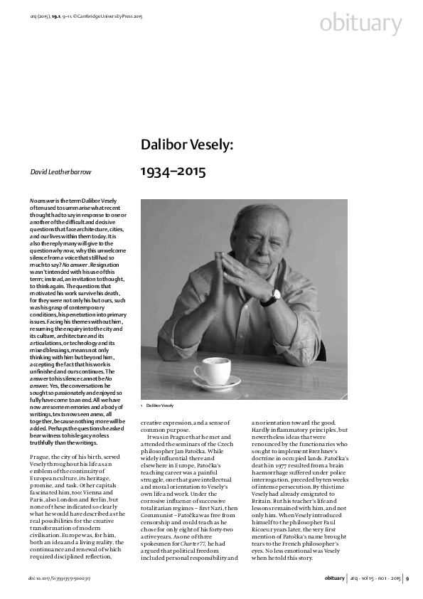 (PDF) Dalibor Vesely: (1934–2015)