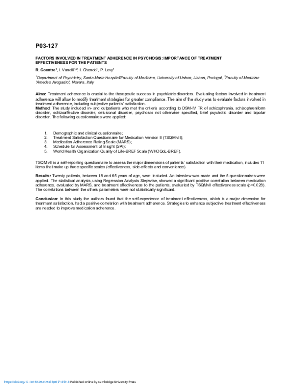 (PDF) P03-127 Factors involved in treatment adherence in psychosis ...