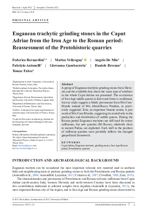 (PDF) Euganean trachytic grinding stones in the Caput Adriae from the ...