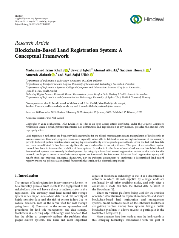 (PDF) Blockchain-Based Land Registration System: A Conceptual Framework