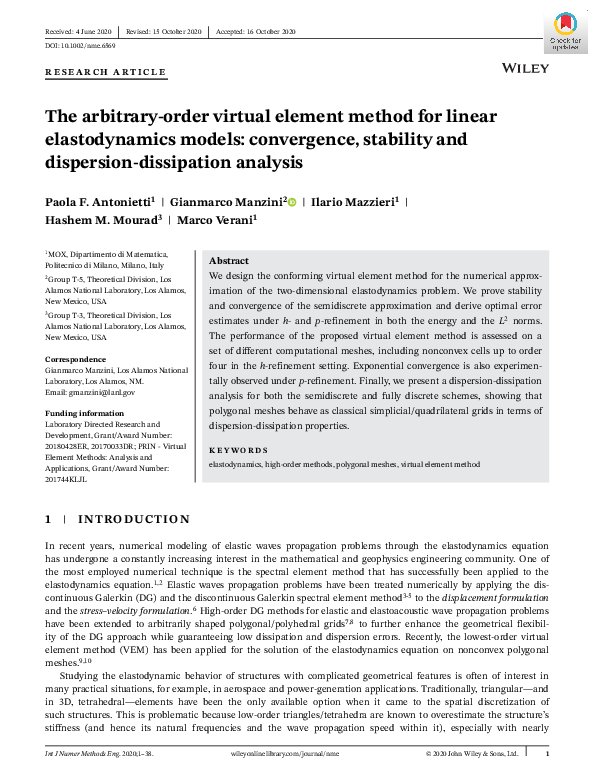 (PDF) The arbitrary-order virtual element method for linear ...