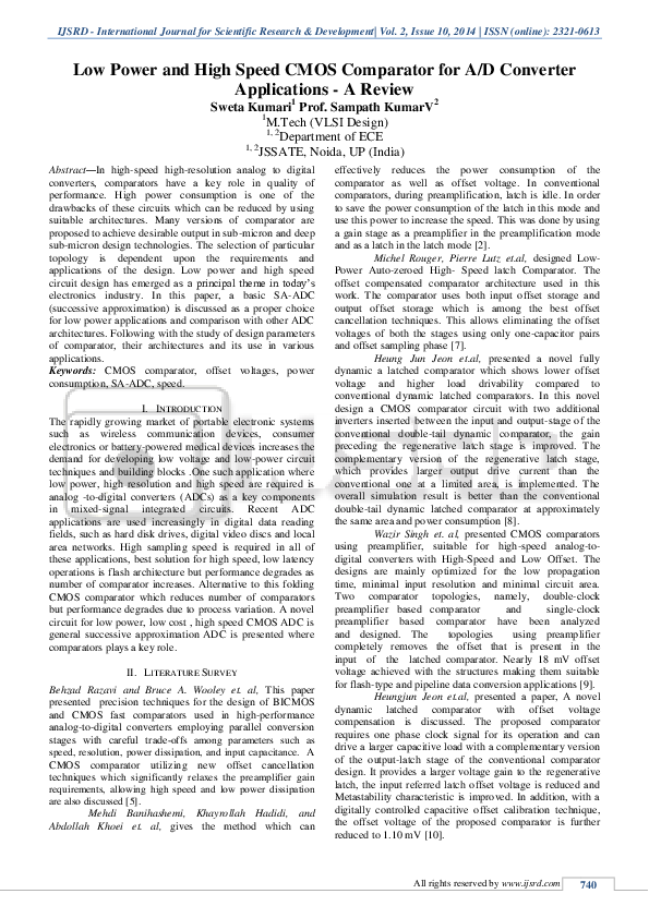 (PDF) Low Power and High Speed CMOS Comparator for A/D Converter ...