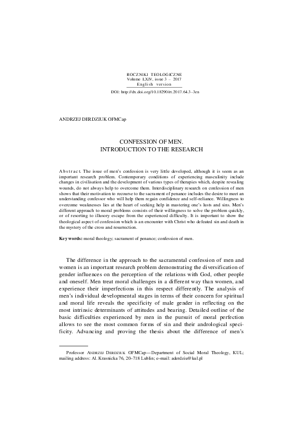 (PDF) Confession of Men. Introduction to the Research