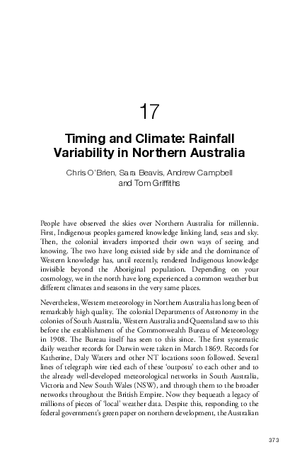 (PDF) Timing and Climate: Rainfall Variability in Northern Australia