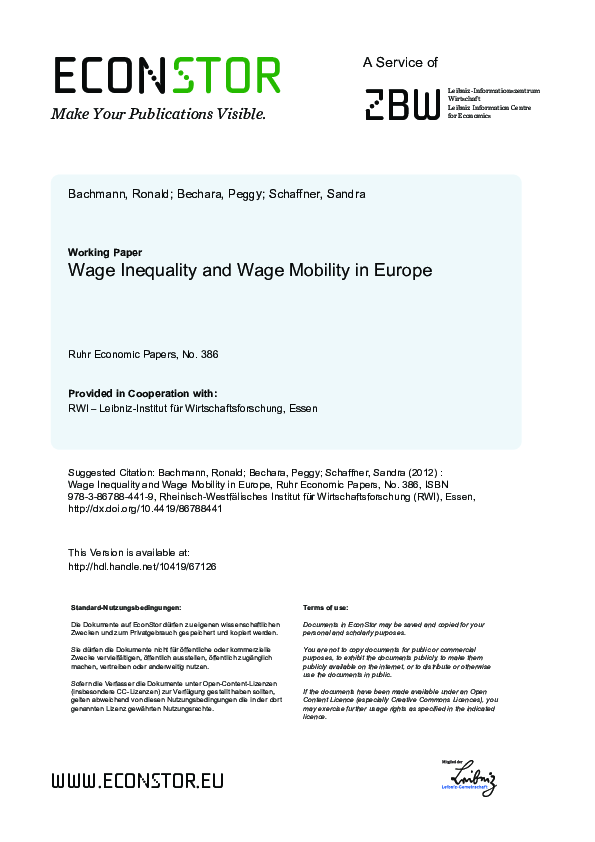 (PDF) Wage Inequality and Wage Mobility in Europe