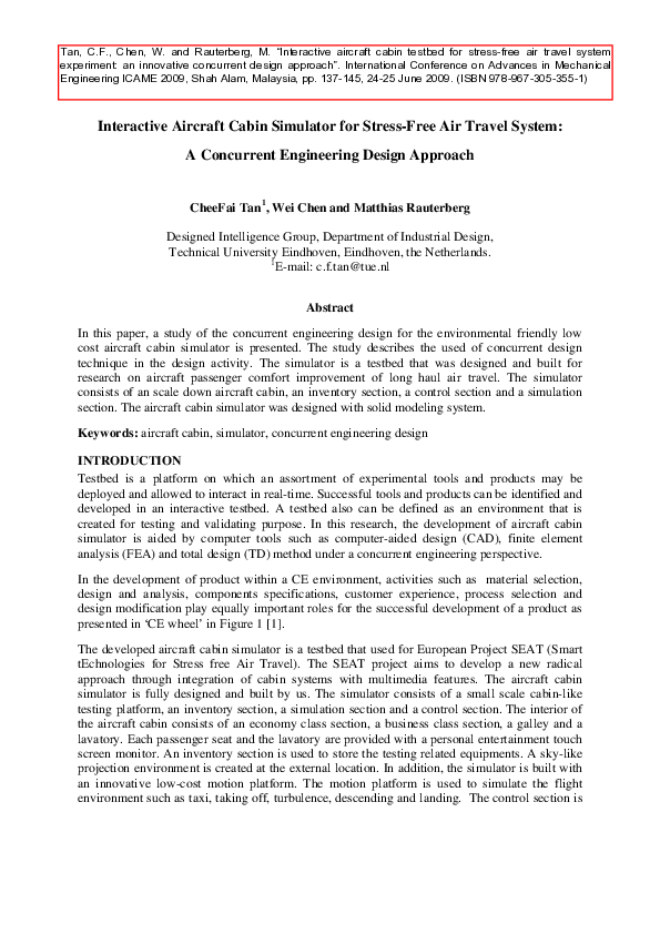 (PDF) Interactive Aircraft Cabin Simulator for Stress-Free Air Travel System: A Concurrent ...