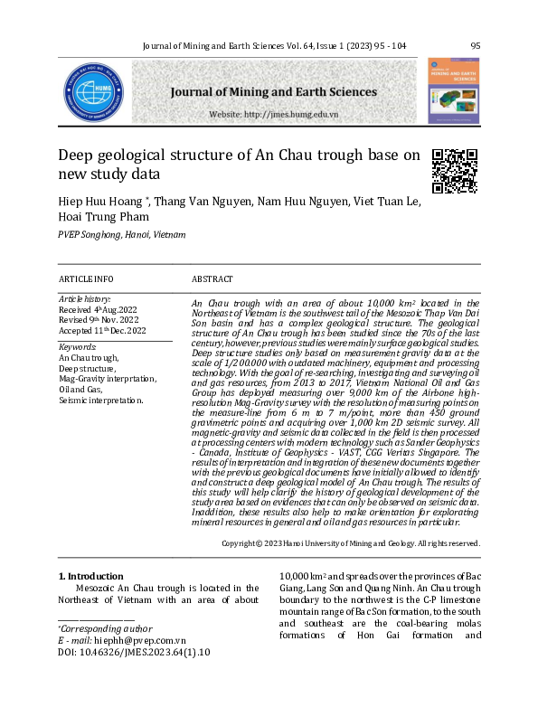 (PDF) Deep geological structure of An Chau trough base on new study data