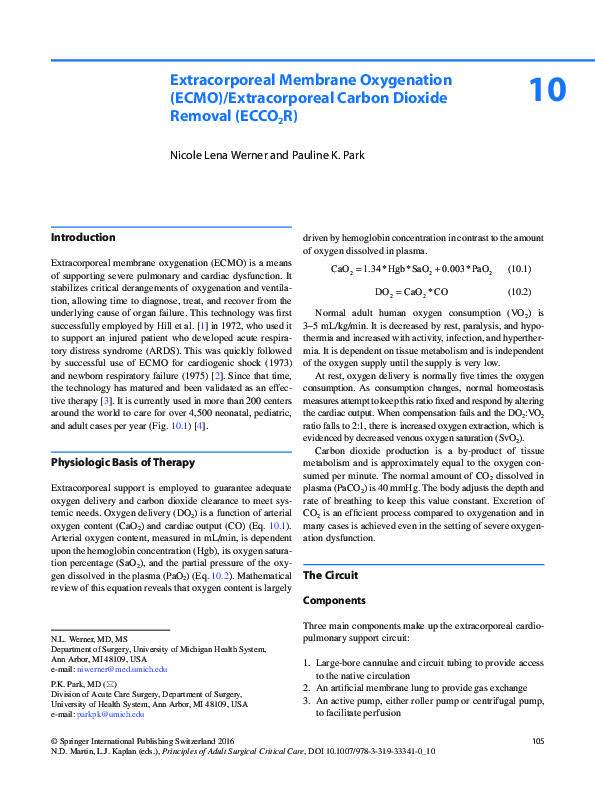 (PDF) Extracorporeal membrane oxygenation (ECMO): extended indications ...