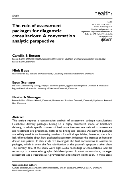 (PDF) The role of assessment packages for diagnostic consultations: A ...