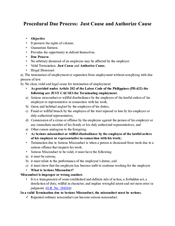 (PDF) Procedural Due Process: Just Cause and Authorize Cause