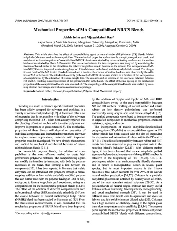 (PDF) Mechanical properties of MA compatibilised NR/CS blends