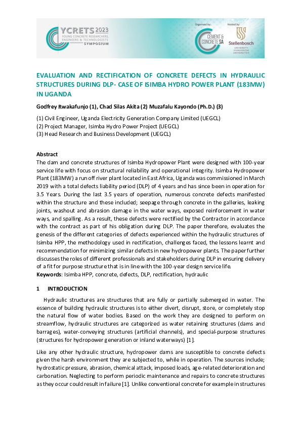 (PDF) EVALUATION AND RECTIFICATION OF CONCRETE DEFECTS IN HYDRAULIC ...