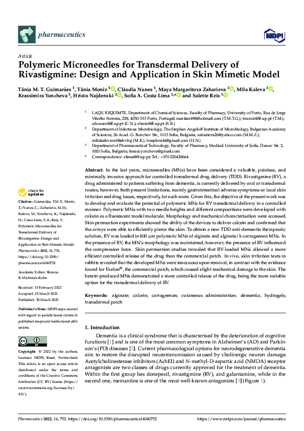 (PDF) Polymeric Microneedles for Transdermal Delivery of Rivastigmine ...