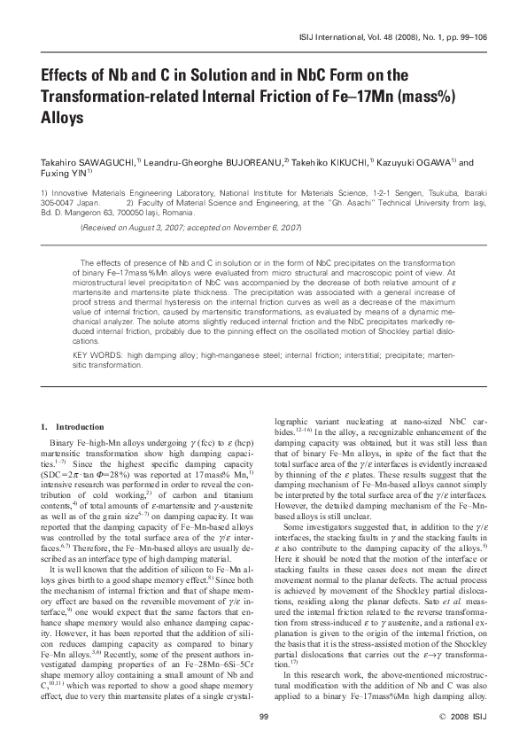 (PDF) Effects of Nb and C in Solution and in NbC Form on the ...