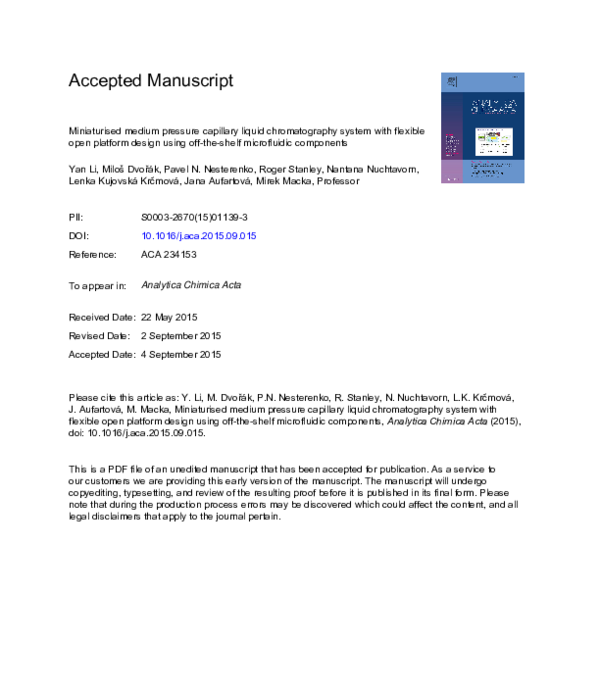 (PDF) Miniaturised medium pressure capillary liquid chromatography ...
