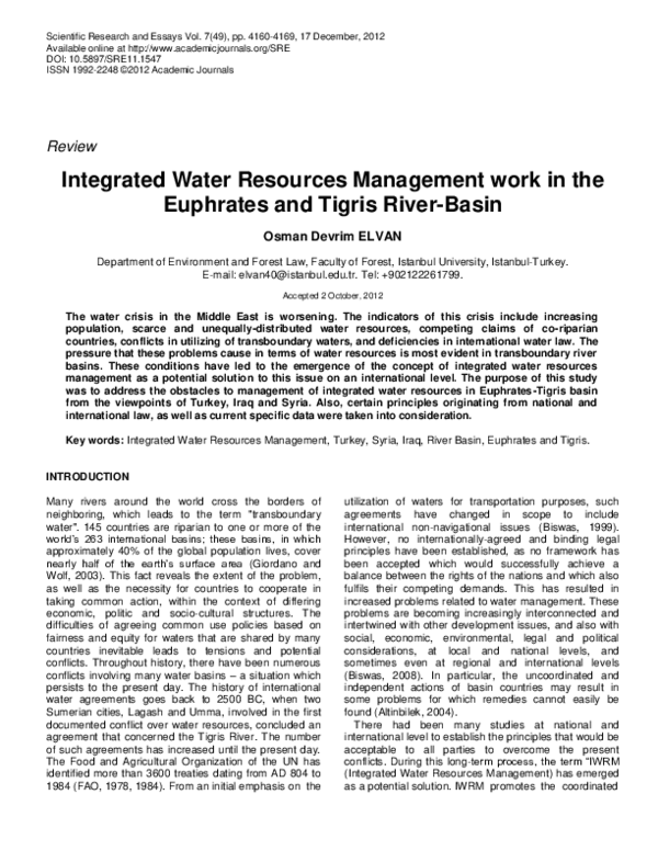 (PDF) Integrated Water Resources Management work in the Euphrates and ...