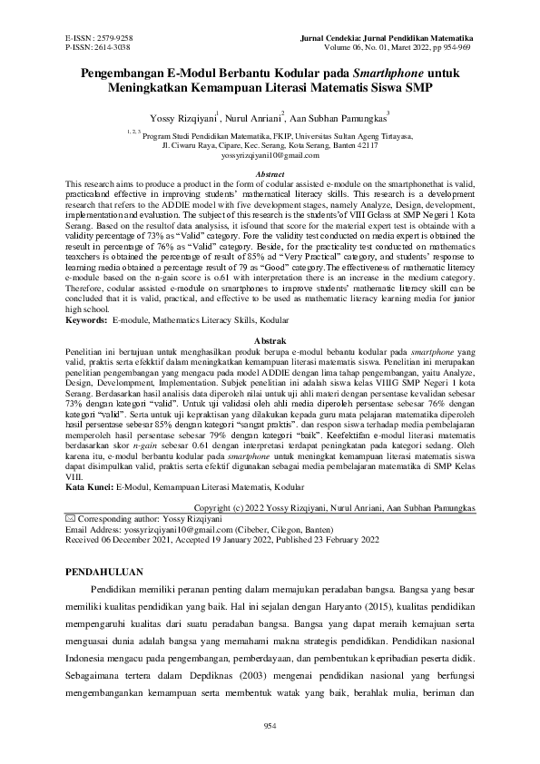 (PDF) Pengembangan E-Modul Berbantu Kodular pada Smartphone untuk Meningkatkan Kemampuan ...