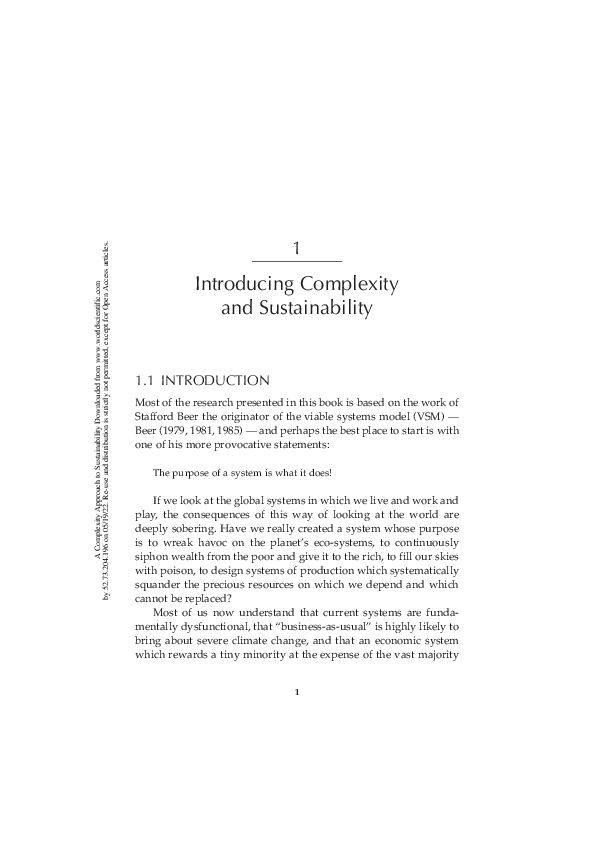 Pdf Introducing Complexity And Sustainability