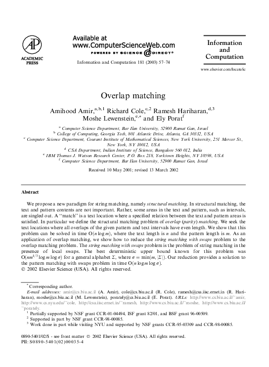 (PDF) Overlap matching