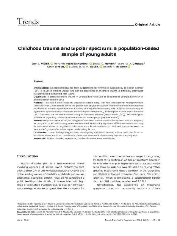 (PDF) Childhood trauma and bipolar spectrum: a population-based sample ...