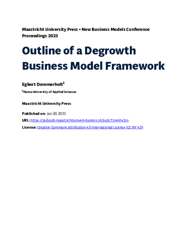 (PDF) Outline of a Degrowth Business Model Framework