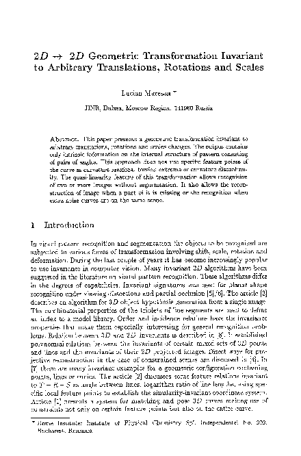 (PDF) 2D > 2D Geometric Transformation Invariant to Arbitrary ...