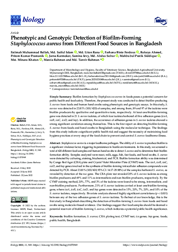 (PDF) Phenotypic and Genotypic Detection of Biofilm-Forming Staphylococcus aureus from Different ...