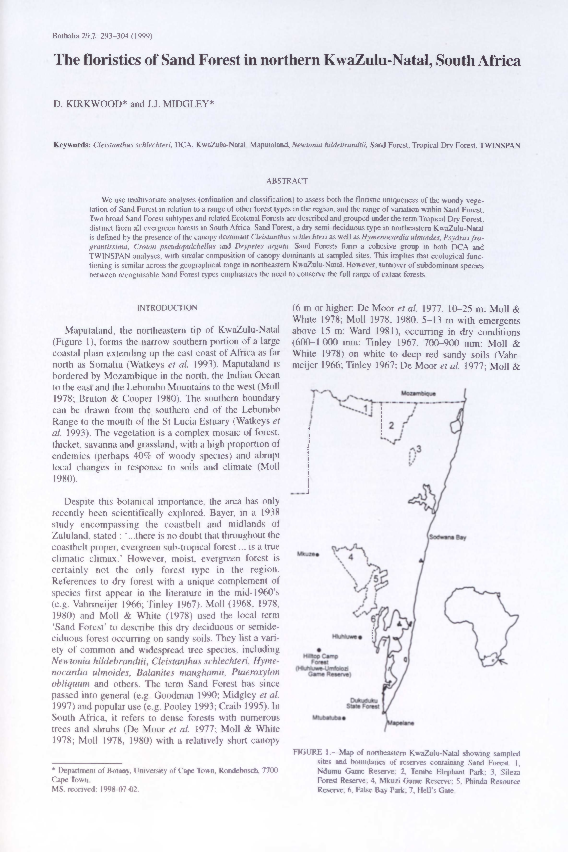 (PDF) The floristics of Sand Forest in northern KwaZulu-Natal, South Africa