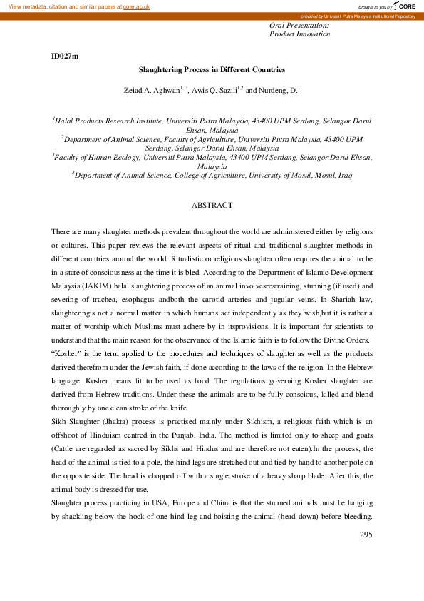 (PDF) Slaughtering process in different countries