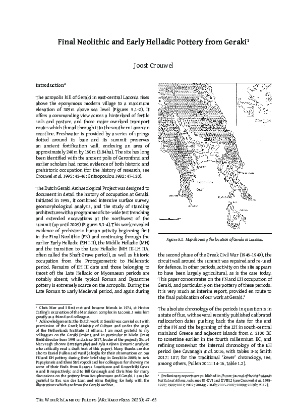 (PDF) Final Neolithic and Early Helladic Pottery from Geraki