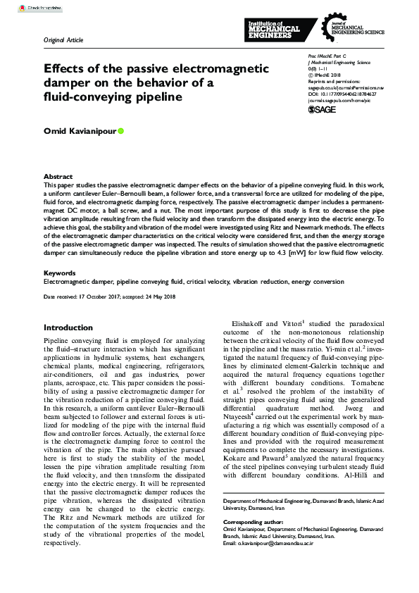 (PDF) Effects of the passive electromagnetic damper on the behavior of ...