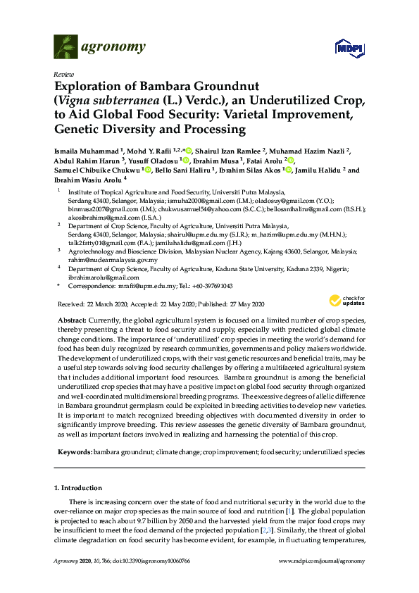 (PDF) Exploration of Bambara Groundnut (Vigna subterranea (L.) Verdc.), an Underutilized Crop ...
