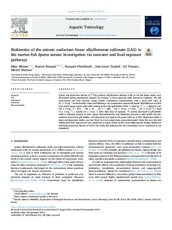(PDF) Biokinetics of the anionic surfactant linear alkylbenzene ...