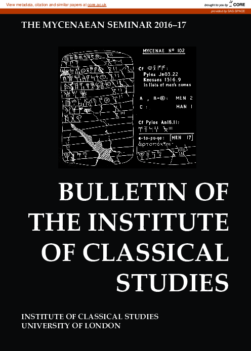 (PDF) The BICS Mycenaean Seminar 2016-17