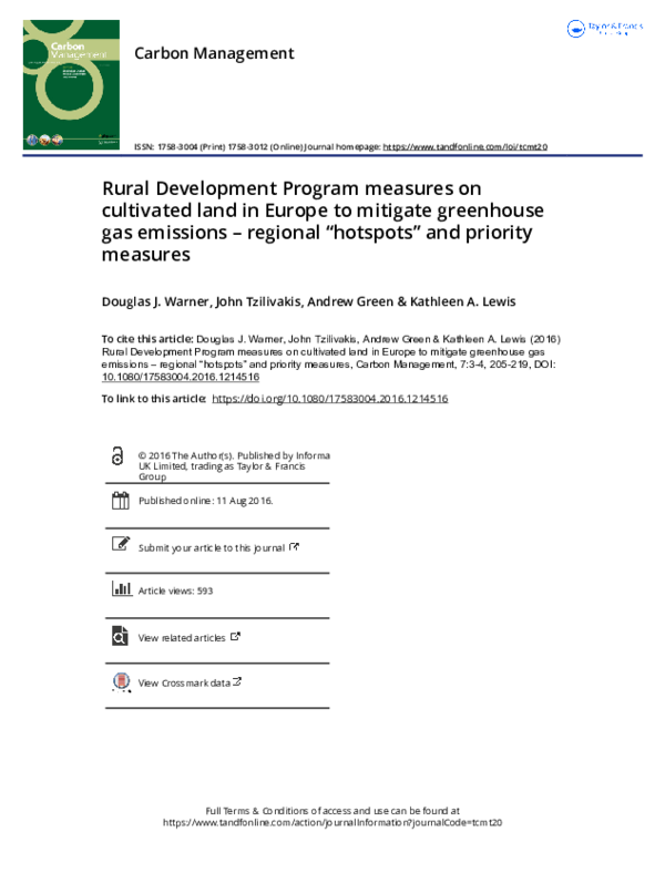 (PDF) Rural Development Program measures on cultivated land in Europe ...