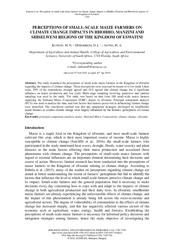 (PDF) Perceptions of Small-Scale Maize Farmers on Climate Change ...