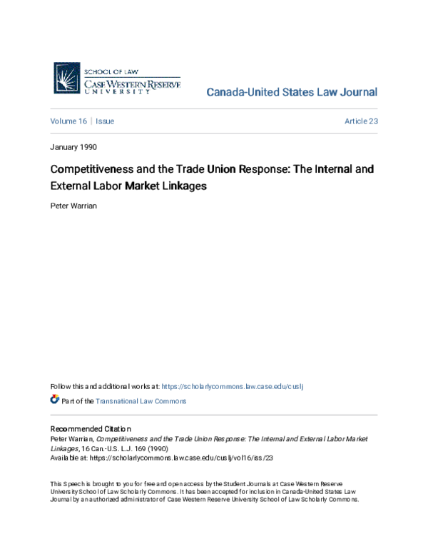 (PDF) Competitiveness and the Trade Union Response: The Internal and ...
