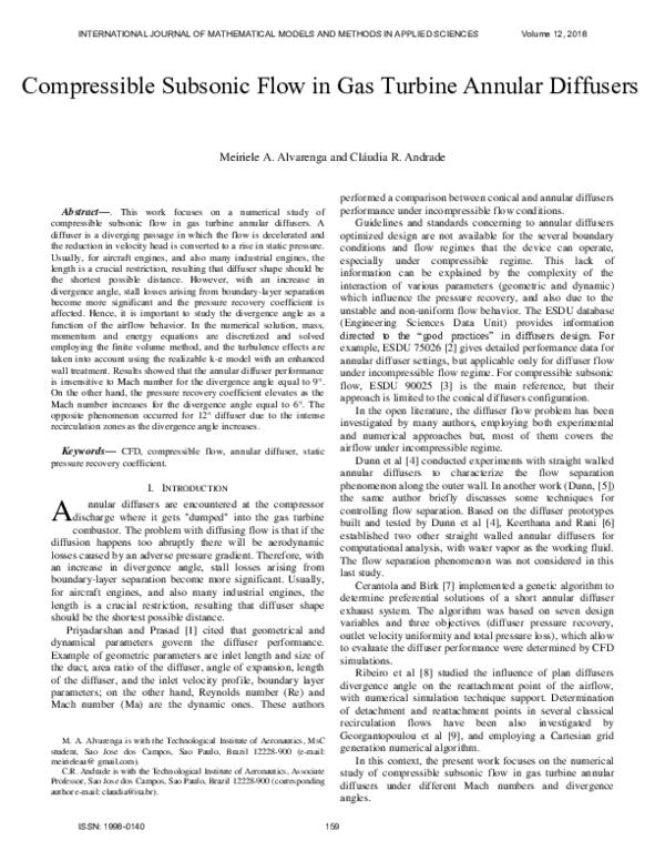 (PDF) Compressible Subsonic Flow in Gas Turbine Annular Diffusers