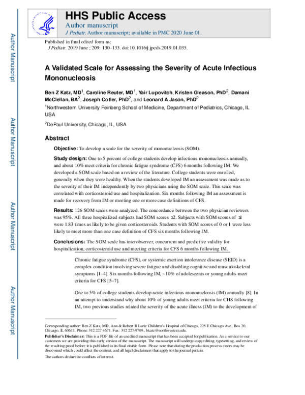 (PDF) A Validated Scale for Assessing the Severity of Acute Infectious ...
