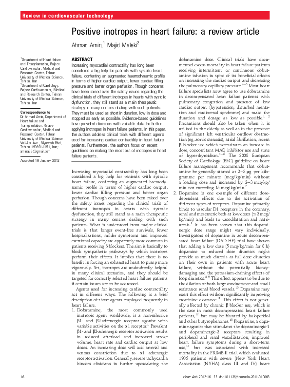 (PDF) Positive inotropes in heart failure: a review article