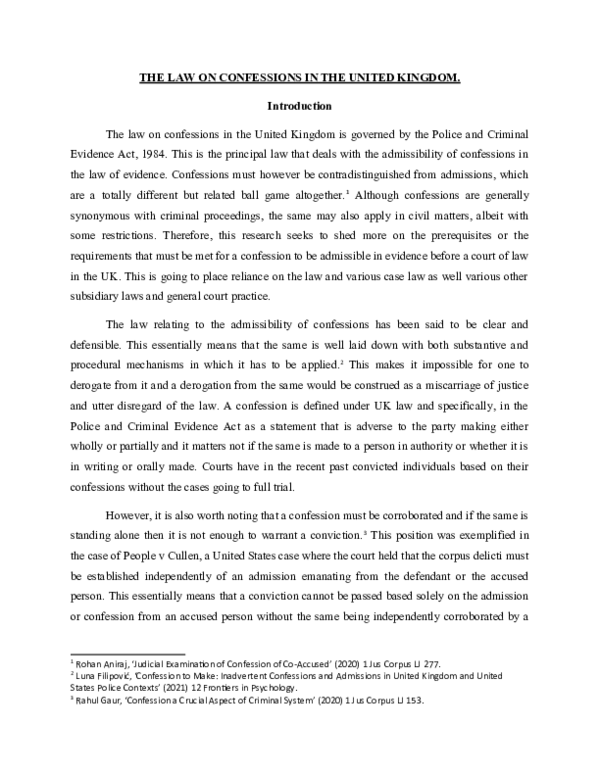 (DOC) The law on confessions in the United Kingdom