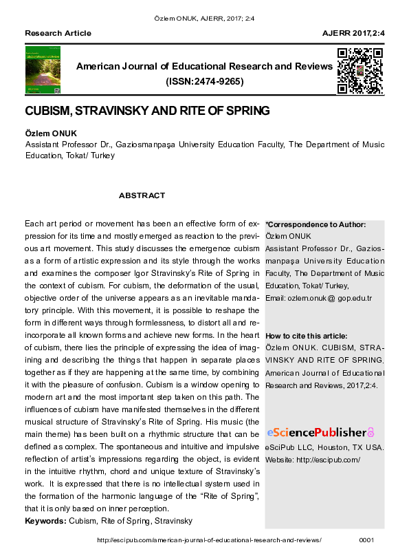(PDF) Cubism, Stravinsky and Rite of Spring