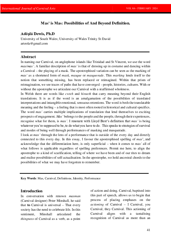 (PDF) Mas' is Mas: Possibilities of And Beyond Definition