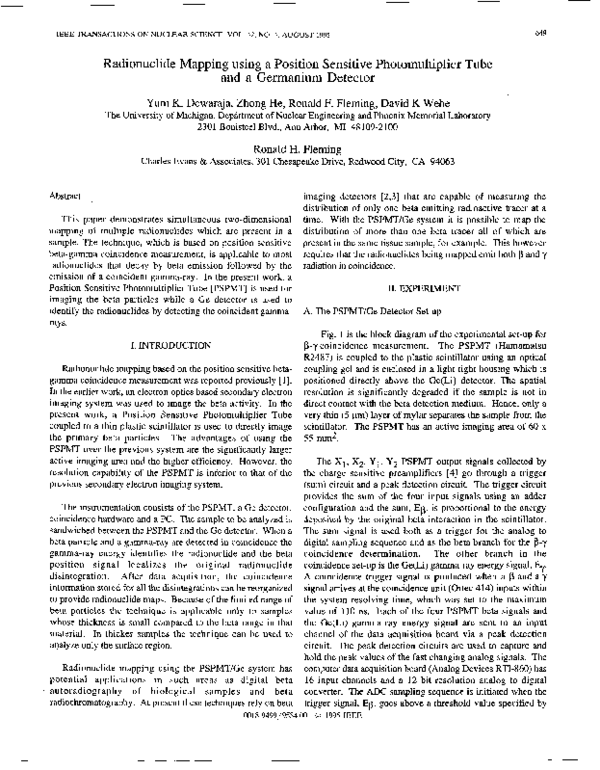 (PDF) Radionuclide mapping using a position sensitive photomultiplier ...