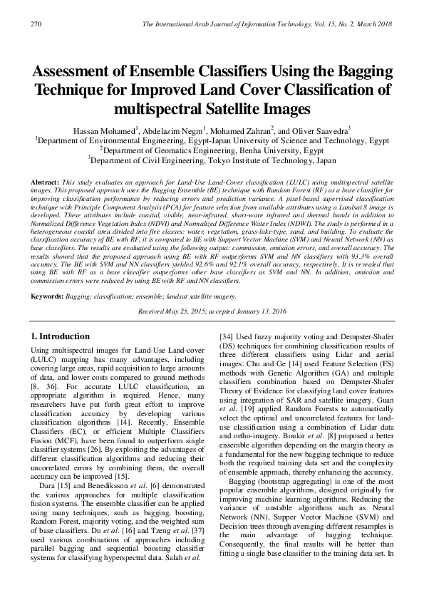 (PDF) Assessment of ensemble classifiers using the bagging technique for improved land cover ...