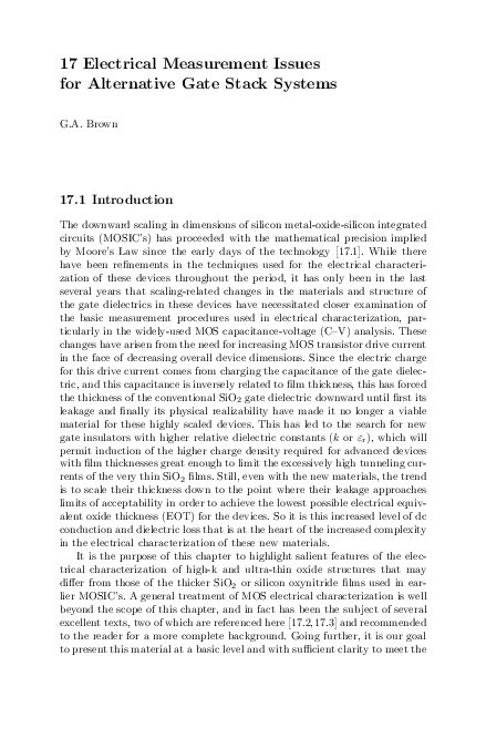 (PDF) Electrical Measurement Issues for Alternative Gate Stack Systems