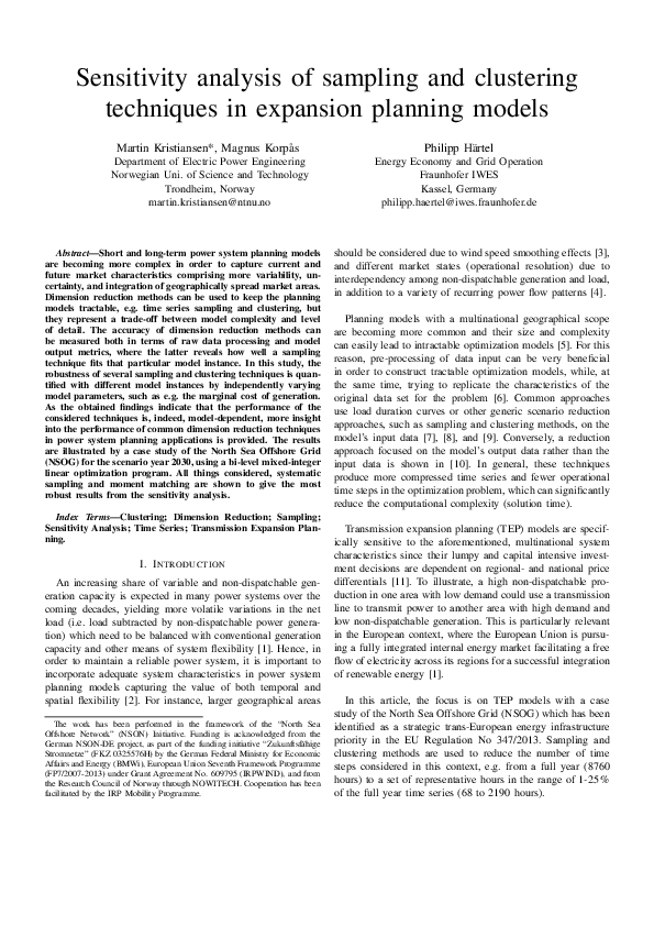(PDF) Sensitivity analysis of sampling and clustering techniques in expansion planning models