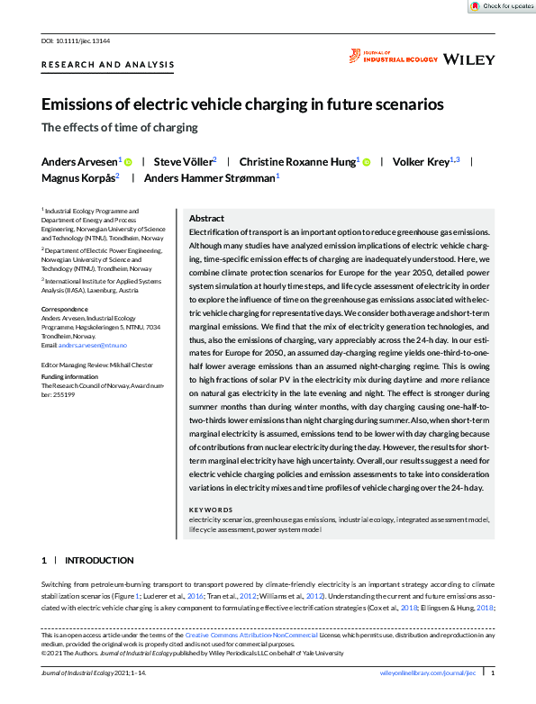 (PDF) Emissions of electric vehicle charging in future scenarios: The ...